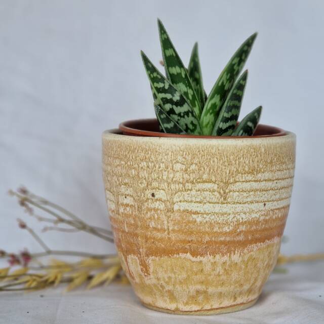 Dunes Ceramic Planter, Handmade Glazed Pot, Sandy Plant Pots, 500Ml ...