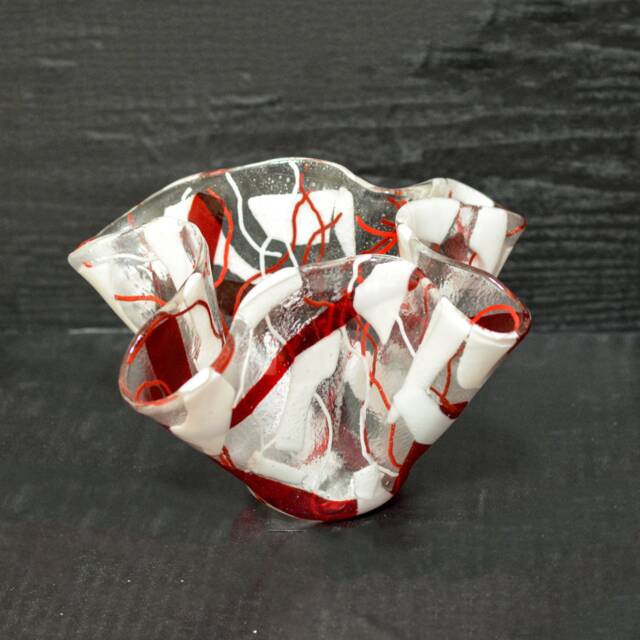 Handmade Glass Vase, Red Stripes by Etsy | ufurnish.com