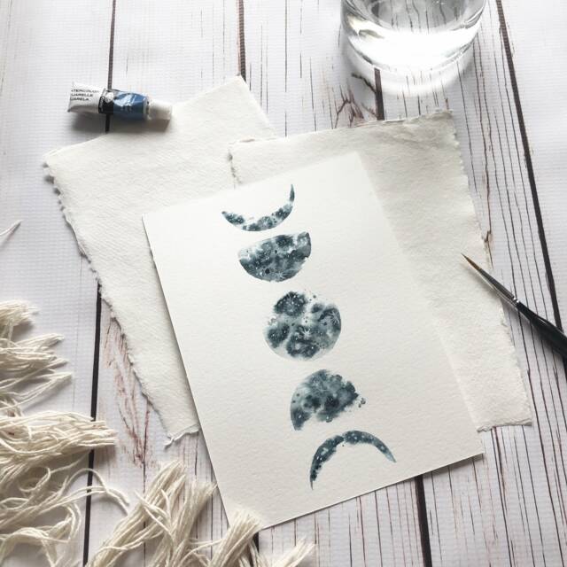 Hand Painted Watercolour Moon Phases/Phase Painting Personalised Gift ...