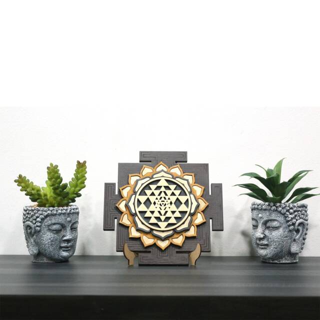 Sri Yantra Wooden Art Living Room Gift Shree Wall Housewarming Diwali ...