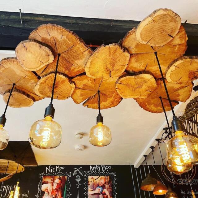 Oak Or Cork Log Slice Chandelier Ceiling Cluster Pendant Light by Etsy ...