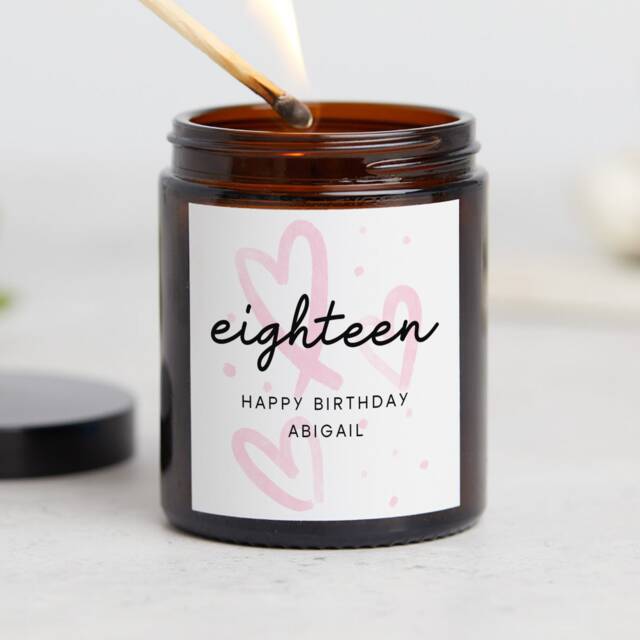 Personalised 18Th Birthday Candle - Pink Hearts Eighteen Gift by Etsy ...
