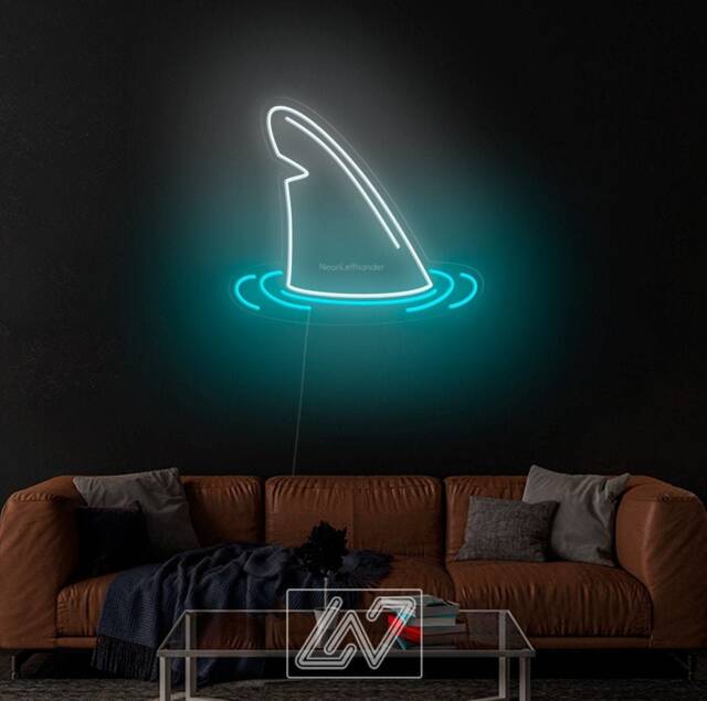 Shark Fin - Led Neon Sign, Interior Decor, Room Decor, Wall Custom For ...