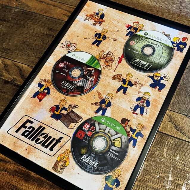 Framed Original Discs Of Fallout Series Vault Boy Artwork by Etsy ...