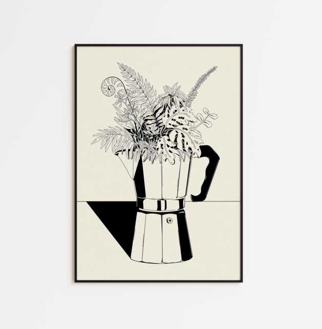 Coffee Pot & Flowers - Wall Art Print Poster For Lovers by Etsy ...
