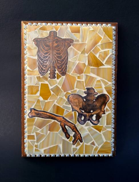 Skeleton Themed Mosaic Art in Neutral Tones, Cream & Tan Skull Home ...