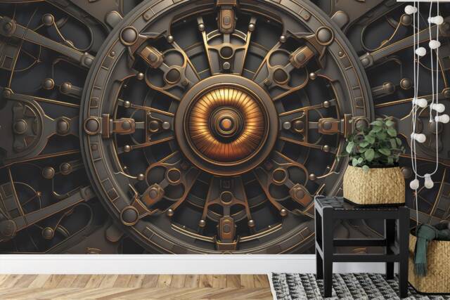 Mechanical Steampunk Symmetrical Gift Decor, Art Print Photomural ...