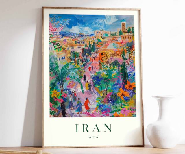 Iran Travel Poster Colorful Persian Landscape Art Print by Etsy ...