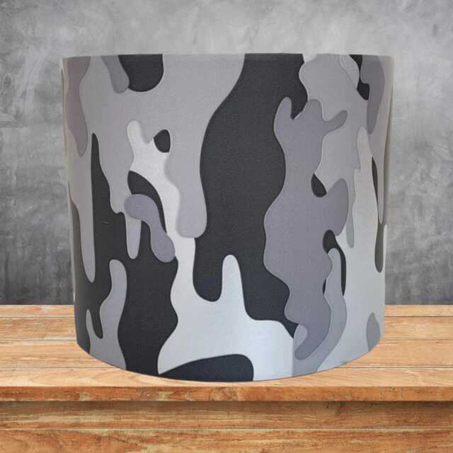 Camouflage Lampshade Ceiling Light Shade Black Silver Grey Camo Drum ...