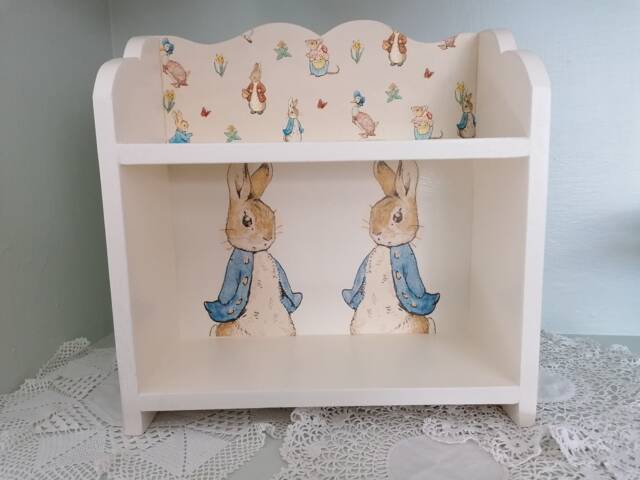 Wooden Shelf Display Unit Shelves Made Using Peter Rabbit Beatrix ...