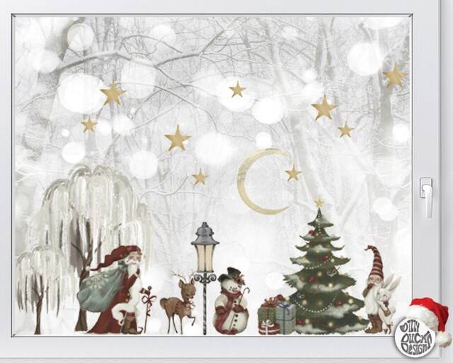Classy Santa Window Decal By Dizzy Duck - Vintage Father Christmas ...
