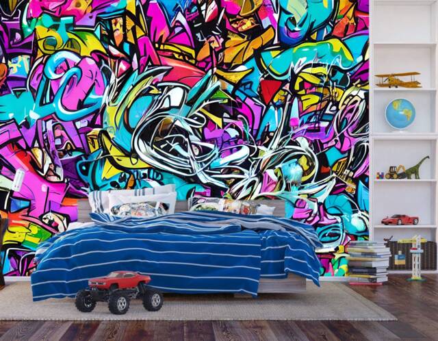 Colorful Graffiti Paint Splatter Fragments Ai Gift Art Print Photomural ...