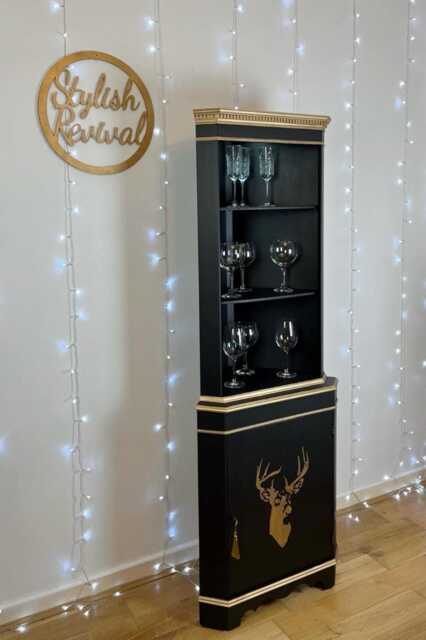 Drinks Gin Display Cocktail Corner Cabinet Black Stag Head Vintage by ...