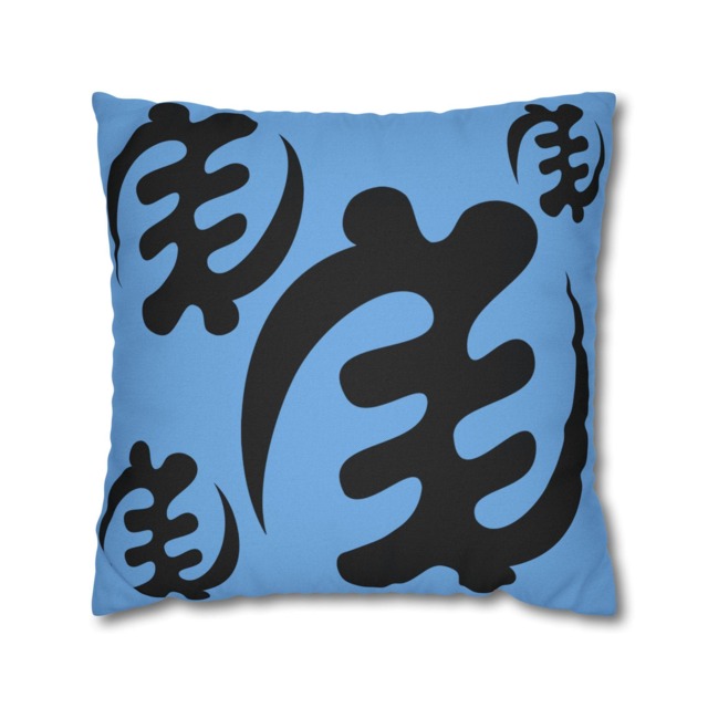 Lt Blue Adinkra Pillow Cover Only Gye Nyame Square Symbol African Ghana Home Decor Office by ...