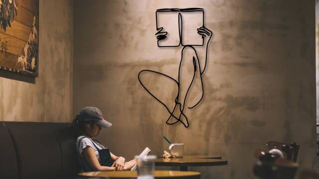 Minimalist Line Decore, Metal Wall Stylish Modern Art, Reading Corner ...