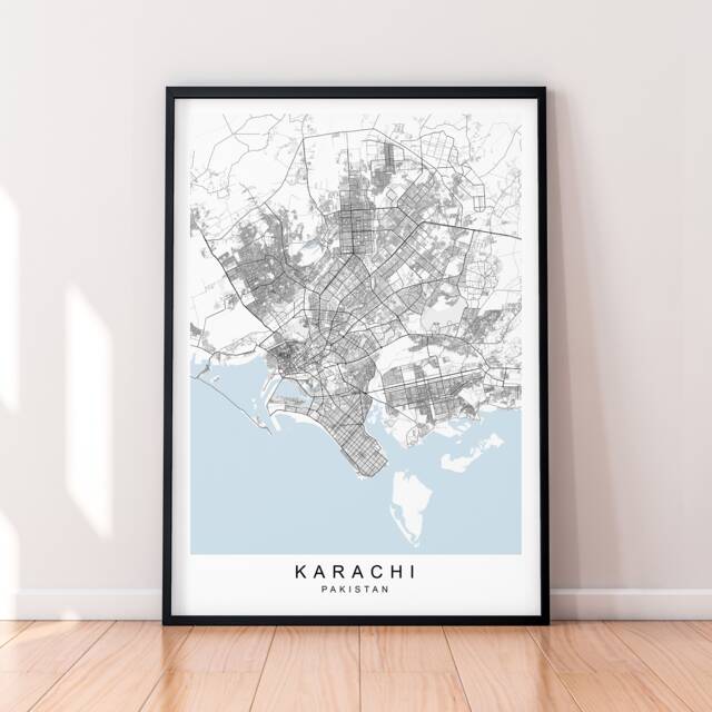 Karachi City Map Print Poster Minimalist Home Art Pakistan Wall Decor ...