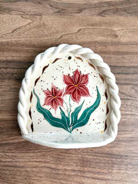 Handmade Ceramic Altar, Wall Shelf, Floral Art Deco, Hand-Painted ...
