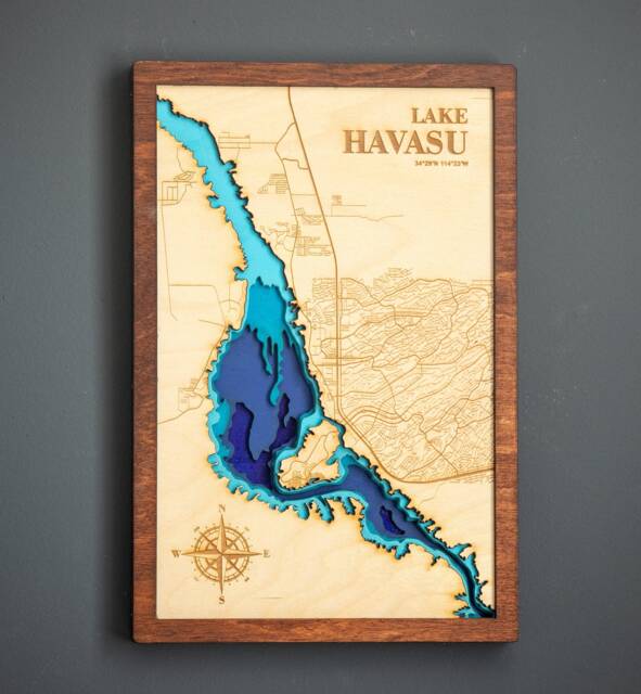 Havasu Lake-3D Wall Art-Multilayer Map-Lake House Decor-Layered Wooden ...