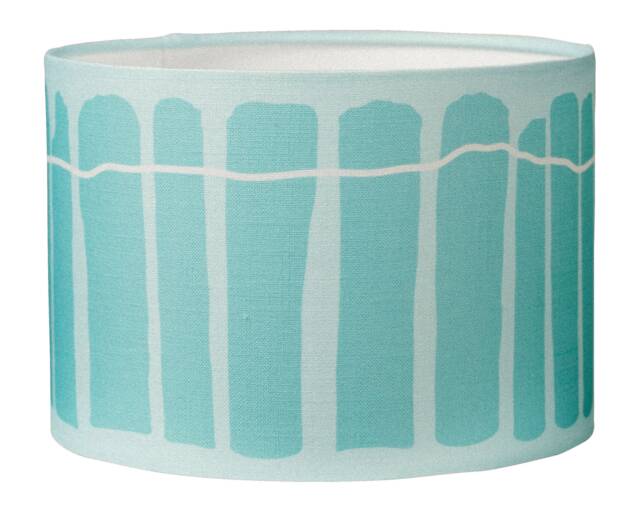 Aqua Blue Crawia Pattern Lampshade - Linen Fabric Handmade Drum ...