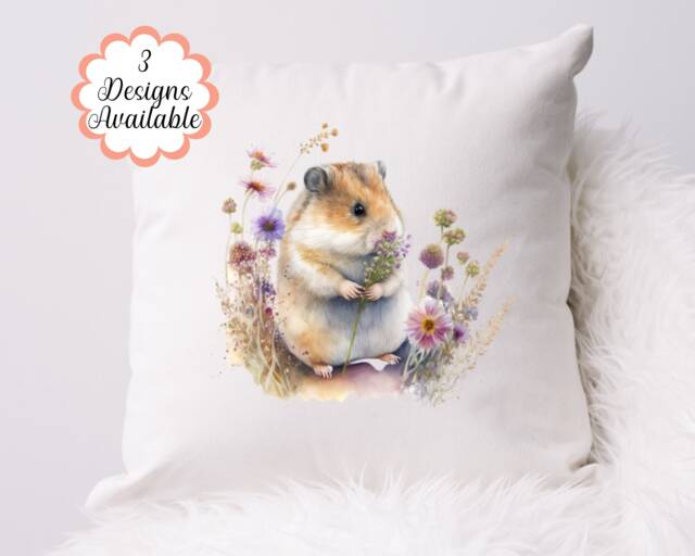 Watercolour Floral Hamster Cushion 3 Charming Designs - Ideal Gift For ...