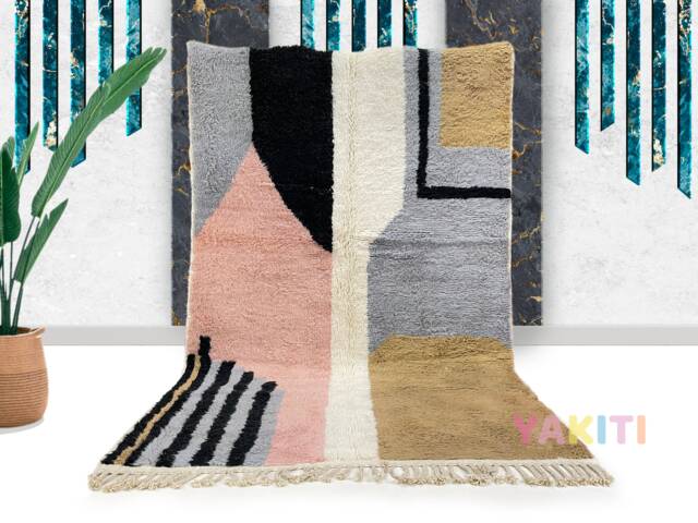 Modern Pattern Rug- Moroccan Authentic Handmade Rug - Genuine Wool Made ...