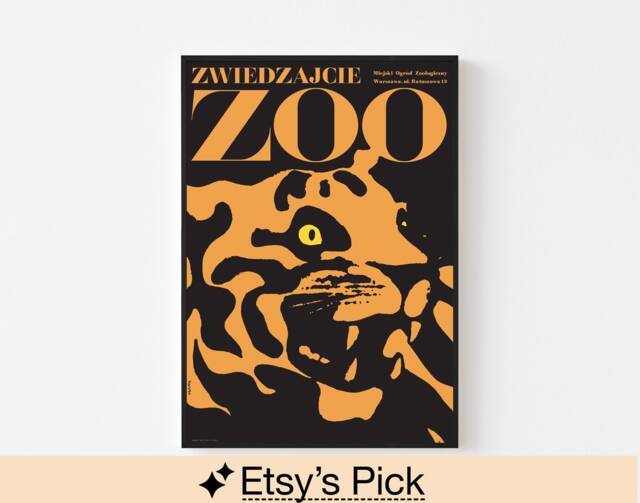 Mid Century Tropical Modern Polish Tiger Poster Print Thailand Brazil ...