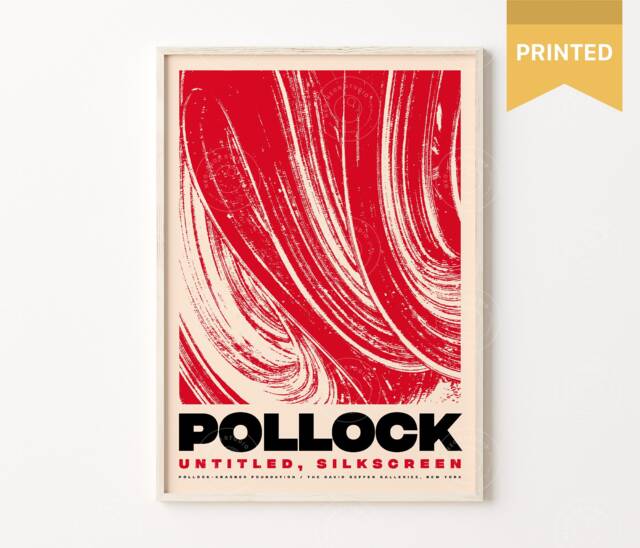 Pollock Art Print, Jackson Red Painting, Poster, Exhibition Abstract ...