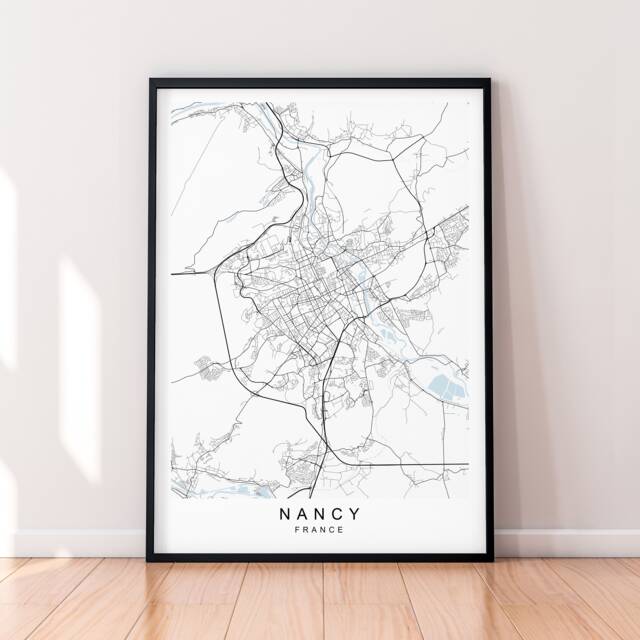 Nancy City Map France Print Poster Minimalist Home Decor Town Wall Art ...