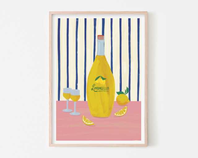 Limoncello Art Print, Cocktails Still Life Italian Food Poster, Home ...