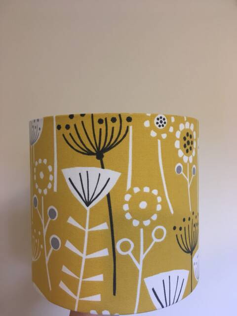 Scandi Flower Lampshade in Mustard & White Fabric, Made To Order ...