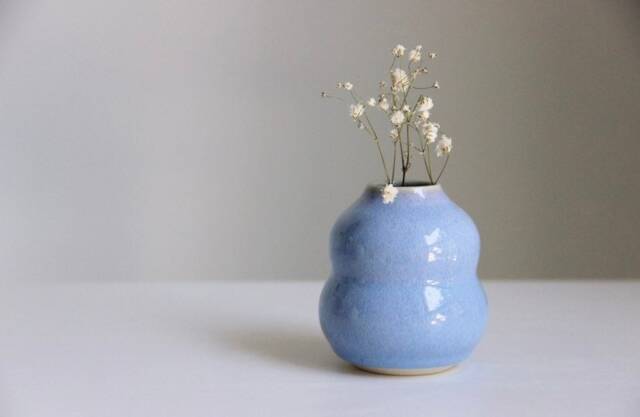 Periwinkle Blue Ceramic Bud Vase - Handmade Small Flower Light Curvy by Etsy | ufurnish.com