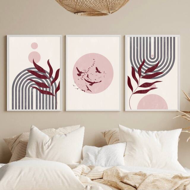 Abstract Wall Prints, Set Of 3 Mid Century Art, Living Room Print ...