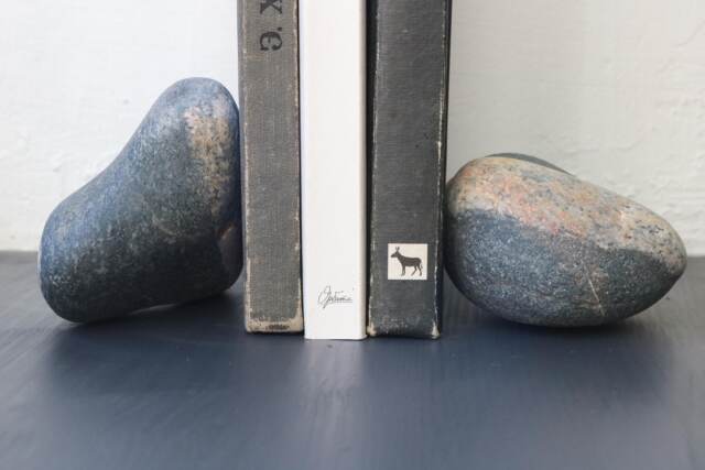 Rock Bookends Modern Book End Wishing Stone Bookshelf Decor Heavy Wabi ...