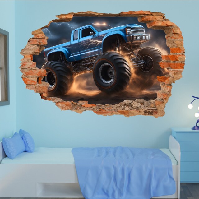 Massive Monster Truck Wall Sticker Off-Road Epic Mural Decal Boys Kids ...