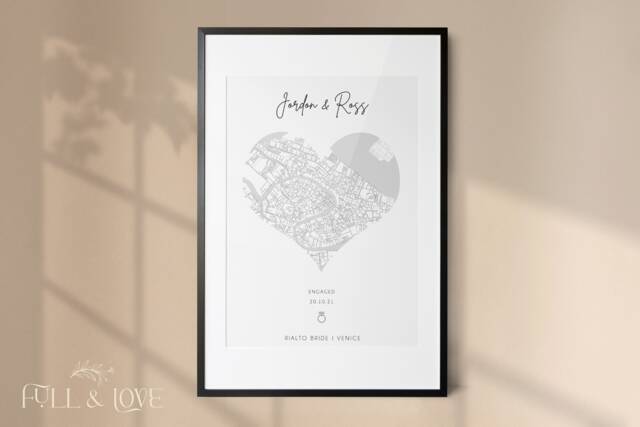 Map Coordinates Print - Couples Anniversary Wedding Gift Wall Decor ...