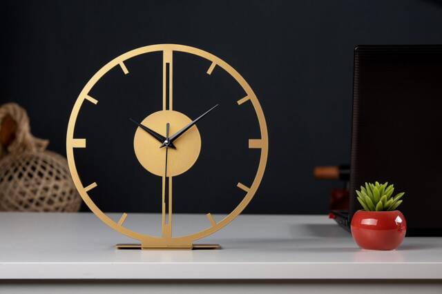 Gold Metal Tabletop Clock Modern Minimalist Desk Decor by Etsy ...