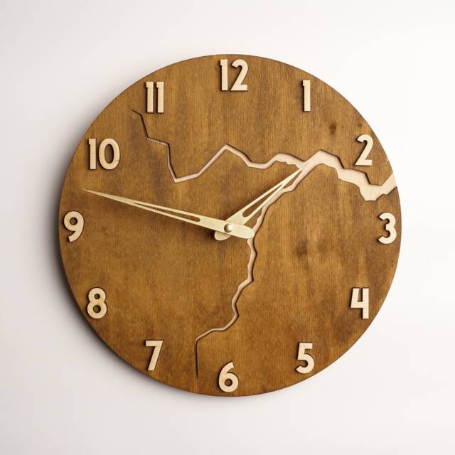 Wall Clock Modern, Large, Wood Unique, Kitchen Clock, Decor, With ...