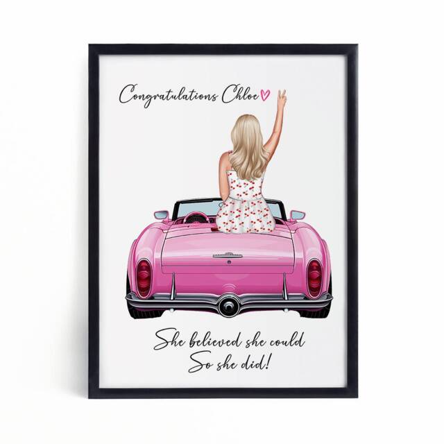 Personalised Female Passed Driving Test Print, Congratulations, Pass ...