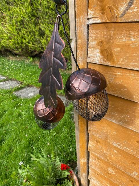 Metal Acorn Bird Feeder Hanging Feeding Display Wildlife Gift Garden ...