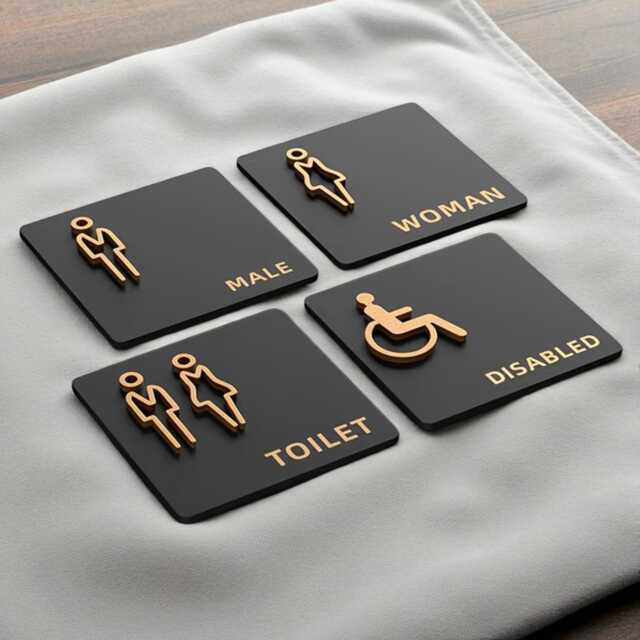 Modern Restroom Sign, Acrylic Toilet Wall Plaque, Minimalist Bathroom ...