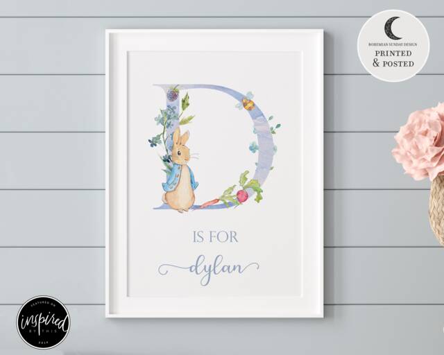 Peter Rabbit Nursery Print - Personalised New Baby Gift New-Born ...