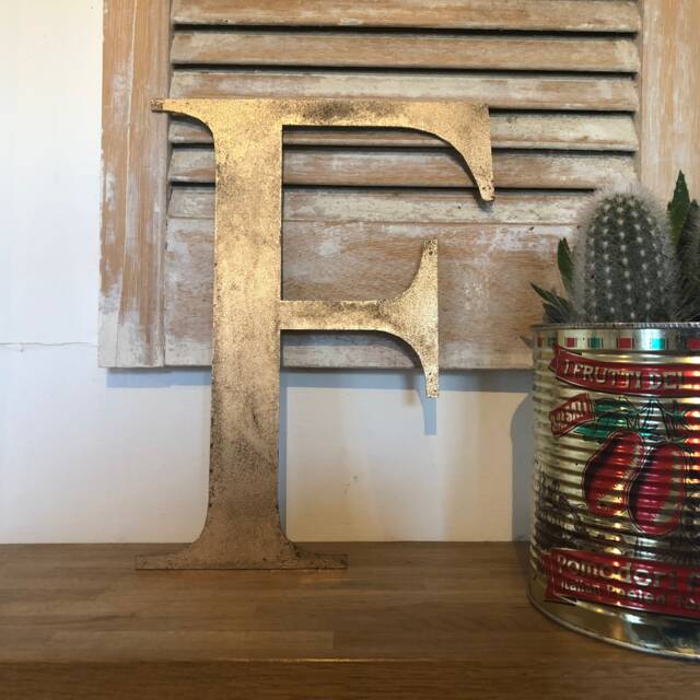 Gold Metal Letter F/Personalised Gift Vintage Letters Rustic Signage ...