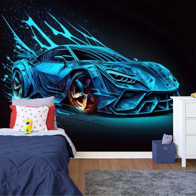 Hologram Speed Car Wall Mural, Ai Generated Art Print, Peel & Stick ...