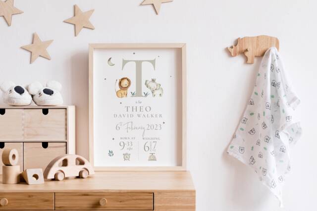 Neutral New Baby Gift, Personalised Print For Newborn, Gift Baby ...