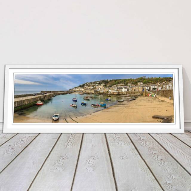 Mousehole Harbour Cornwall Panoramic Framed Print Coastal Beach Scene ...
