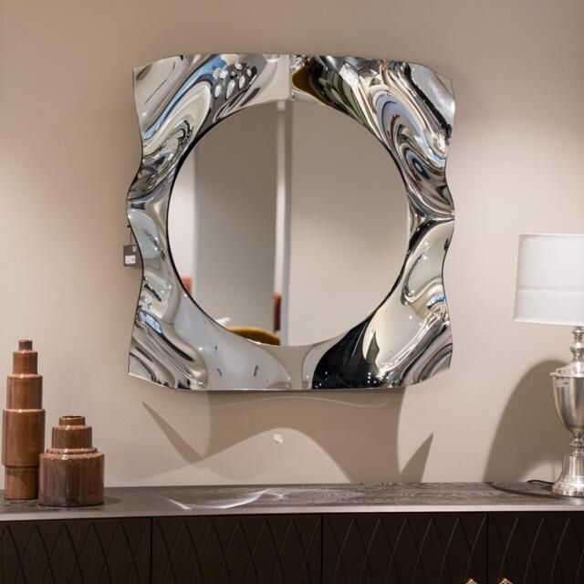 Luxury Wavy Tinted Glass Wall Mirror - Handmade 3D Designer For Elegant ...