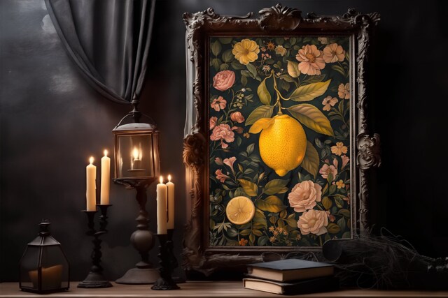 William Morris Lemon Flowers Poster Gothic Dark Academia Art by Etsy ...