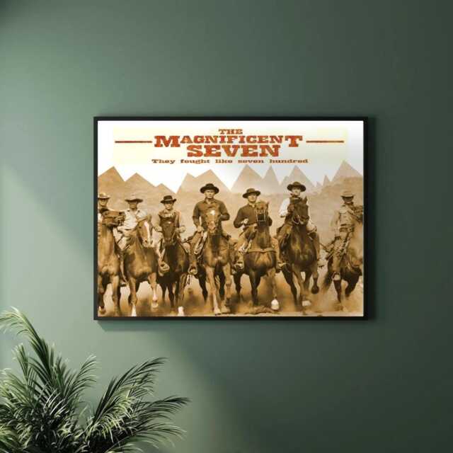 The Magnificent Seven Print Vintage Movie Poster, Retro Film Wall Art ...