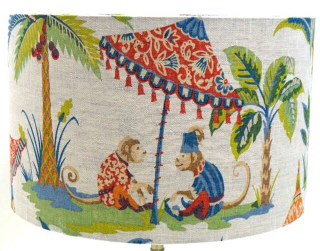 Cheeky Monkey Lampshade UK Made Monkey Circus Lampshade Retro Linen Forest Drum Kids Animal by ...