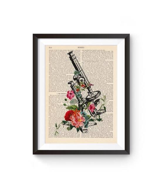 Vintage Microscope Print, Lab Assistant, Laboratory Equipment, Doctor ...